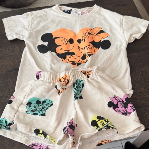 Zara | Matching Sets | Zara 4t Disney Cream Short Set With Colorful ...